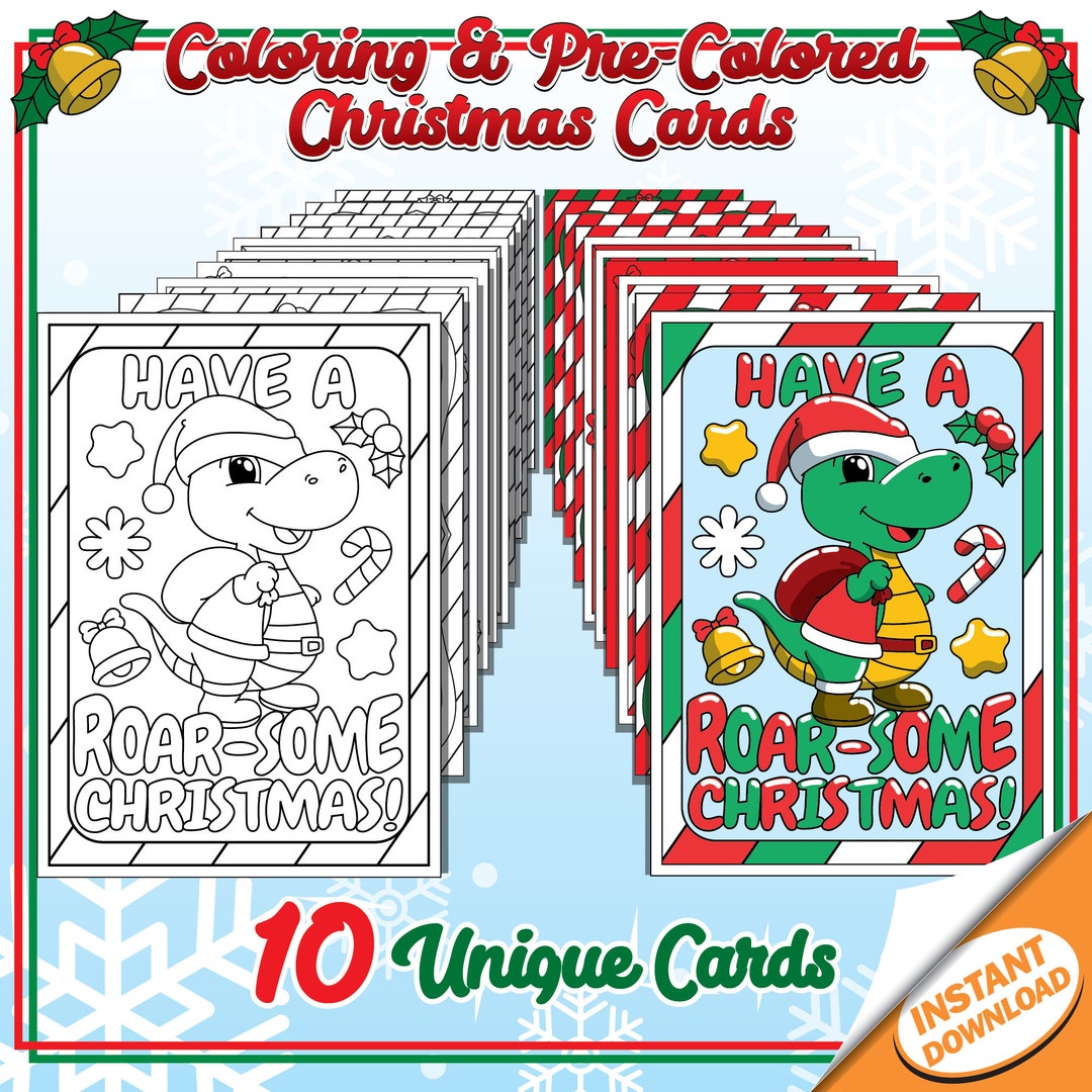Christmas Coloring Cards for Kids: DIY Holiday Greetings (digital ...