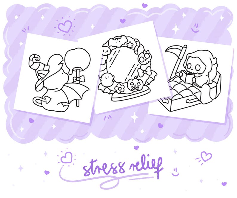 Halloween Coloring Book, Cute, Spooky Printable Instant Digital ...