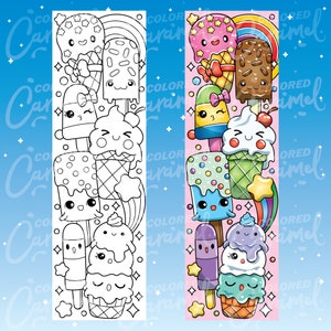 Kawaii Sweets Coloring Bookmarks: DIY Printable Markers (digital ...