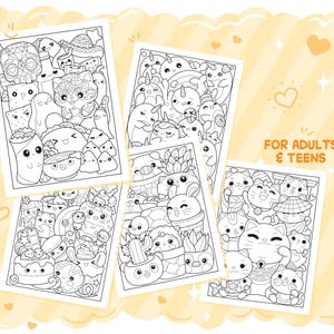 Kawaii Doodles Coloring Book, Cute, Sweet Instant Digital Download ...