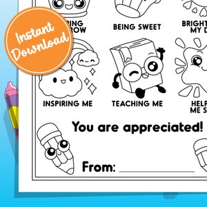 Thank You Teacher Printable Coloring Page, Gift for End of School and ...
