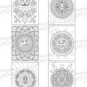 Kawaii Mandala Coloring Book Instant Download Digital Printable PDF ...