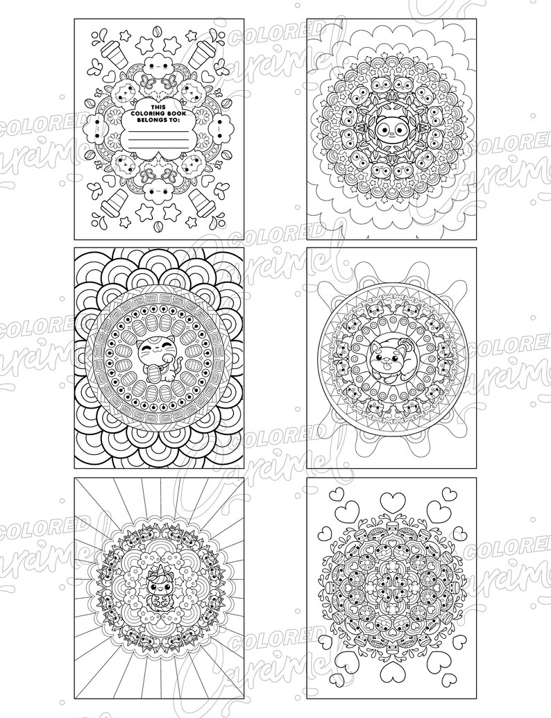 Kawaii Mandala Coloring Book Instant Download Digital - Etsy
