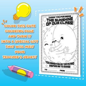 Cute Teacher Appreciation Coloring Page, Thank You for Helping Me Shine ...