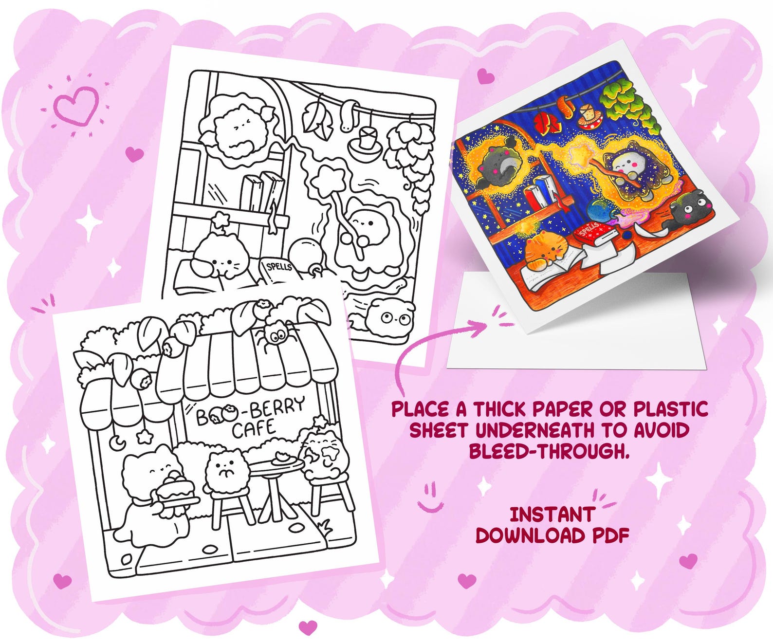 Spooky Cats Halloween Coloring Pages PDF, 40 Printable Instant Digital ...