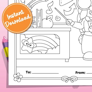Gnome Teacher Coloring Page, Thank You Gift for End of School and ...