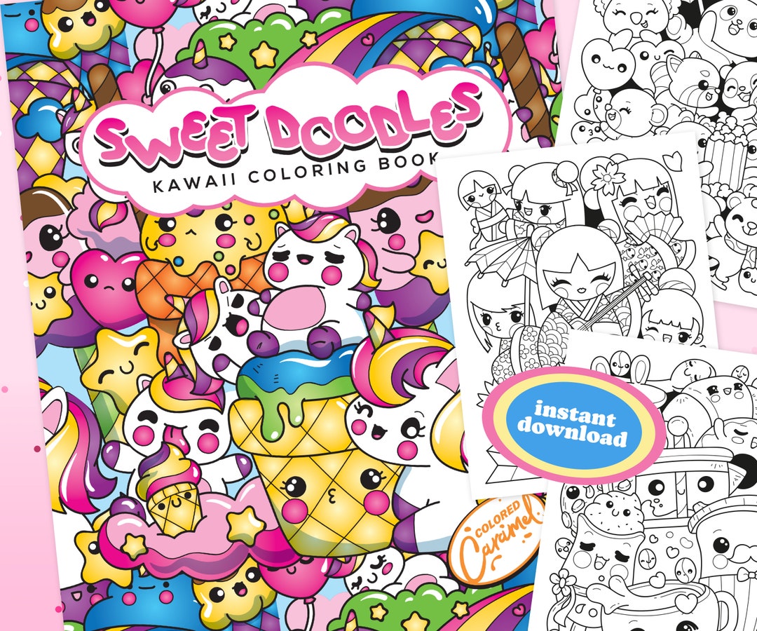 Kawaii Doodles Coloring Book, Cute and Sweet Instant Download Printable ...
