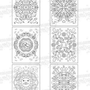Kawaii Mandala Coloring Book Instant Download Digital Printable PDF ...