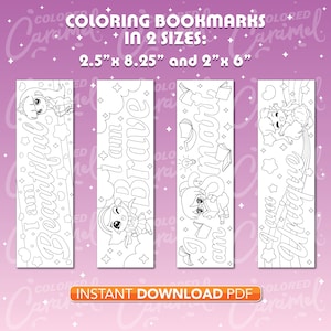 Kawaii Chibi Girls Coloring Bookmarks, Printables Instant Digital ...