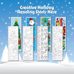 16 Coloring Christmas Bookmarks, December Holiday Festive Instant ...