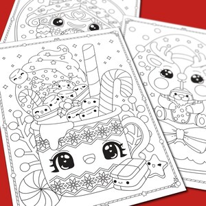 Kawaii Christmas Coloring Book, Printable Instant Digital Download PDF ...