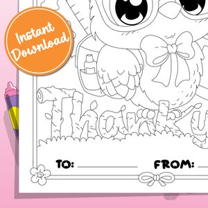 Teacher Appreciation Coloring Page With Cute Owl, Thank You Gift for ...