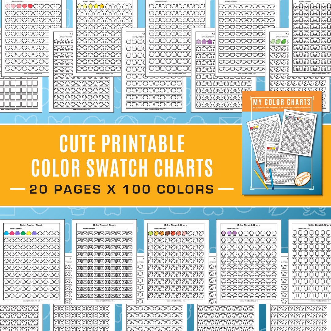 Blank Color Swatch Charts, Instant Download Printable Digital PDF ...
