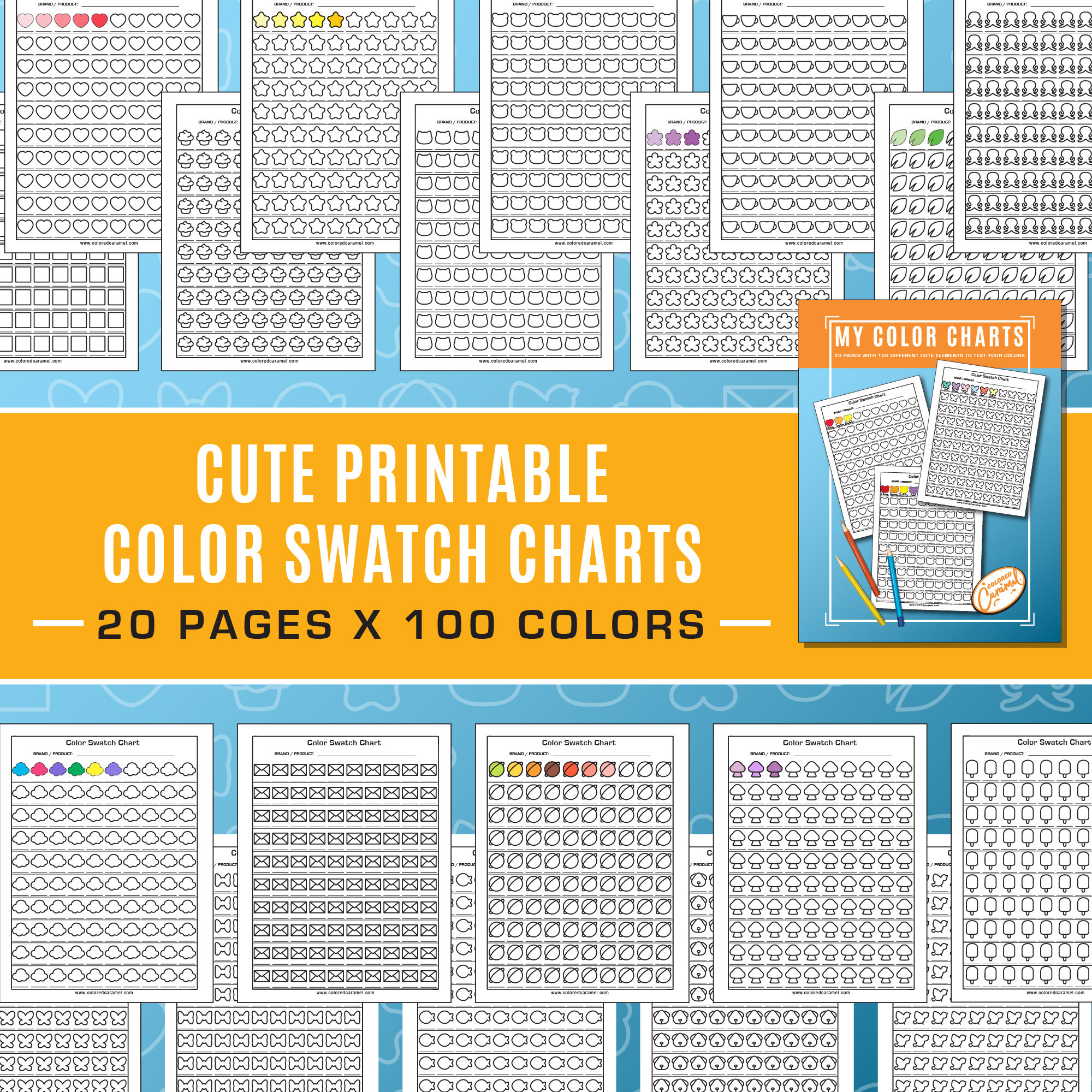 Blank Color Swatch Charts Instant Download Printable Digital - Etsy
