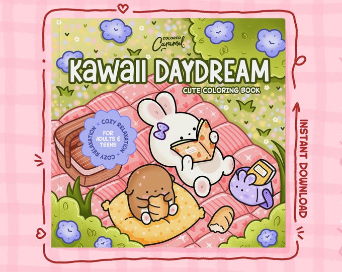Kawaii Mindfulness Coloring, Printable PDF Instant Digital Download ...