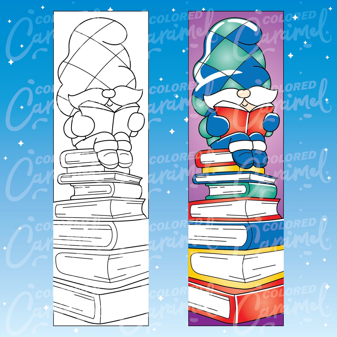 Gnome Coloring Bookmarks: DIY Printable Book Markers (digital Download ...