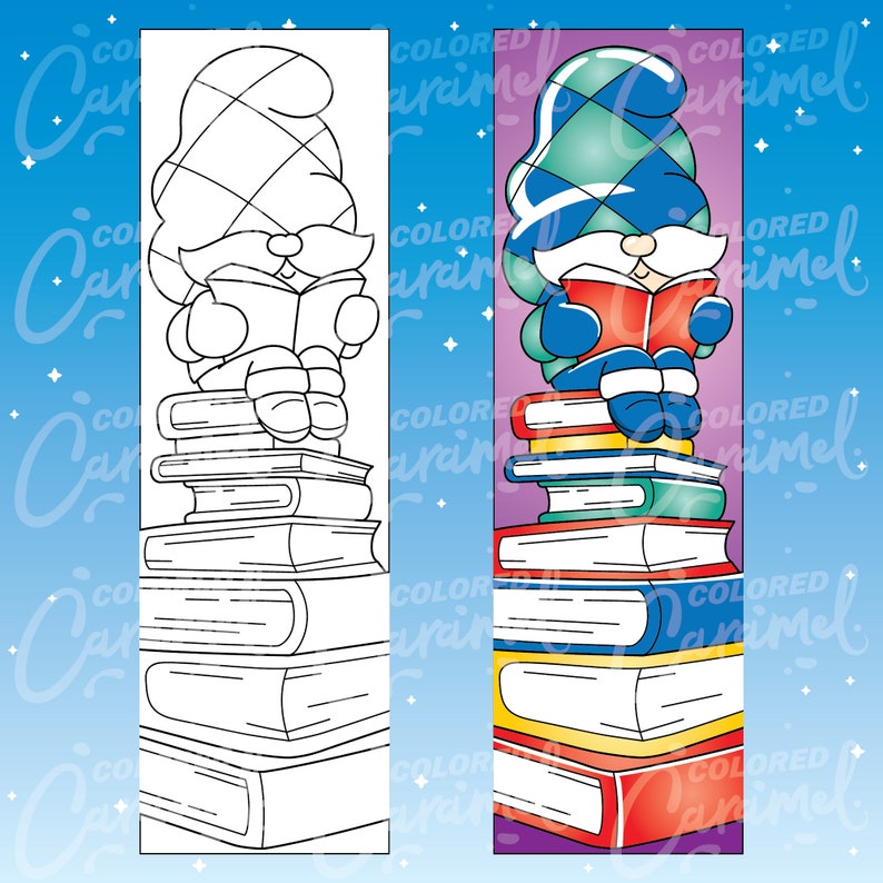 Gnome Coloring Bookmarks: DIY Printable Book Markers (digital Download ...