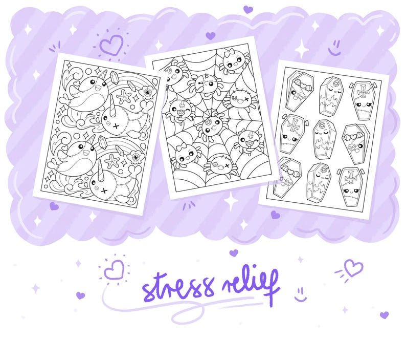 Pastel Goth Coloring Book: Kawaii Creepy Doodles (PDF Printable) - Etsy
