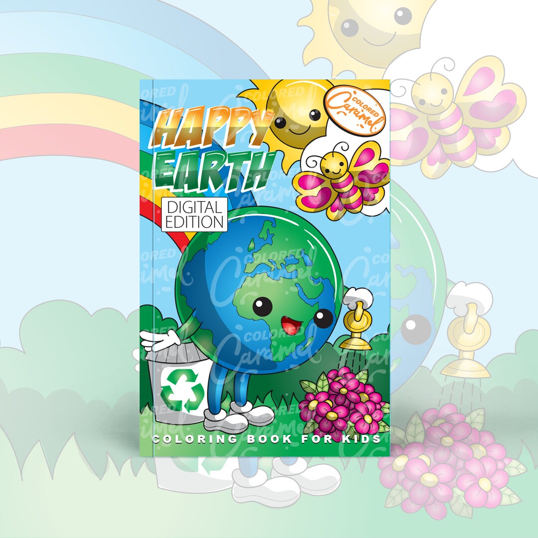 Happy Earth Printable PDF Coloring Book Instant Digital Download PDF ...