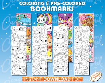 Kawaii Doodle Coloring Bookmarks, Printables Instant Digital Download ...