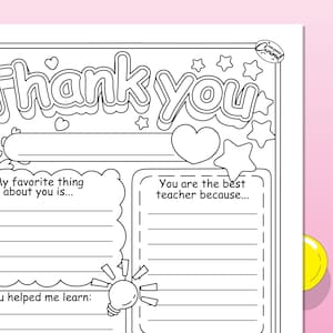 Thank You Teacher Printable Coloring Page, Gift for End of School and ...