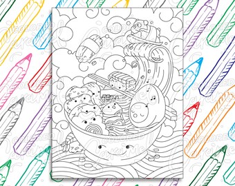 Kawaii Coloring Page Digital Download PDF With Funny Dog - Etsy