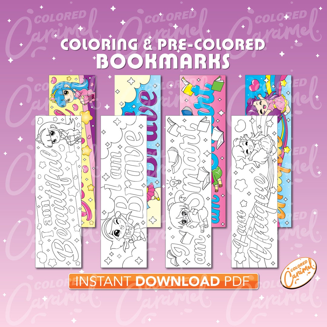 Kawaii Chibi Girls Coloring Bookmarks: DIY Printable Book Markers (PDF ...