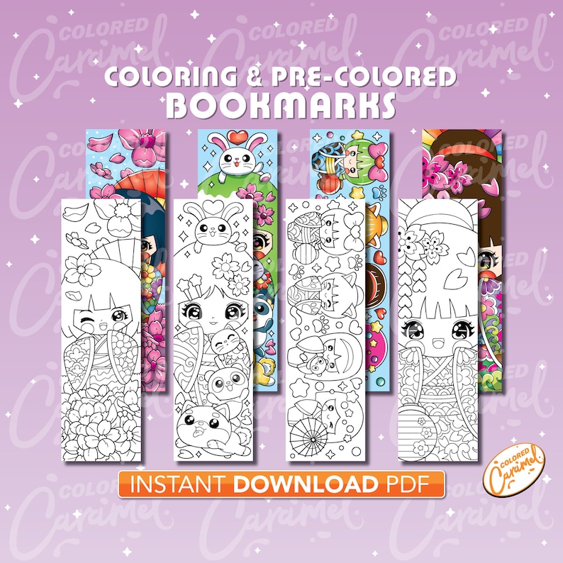 Kawaii Kokeshi Dolls Coloring Bookmarks: DIY Printables (PDF) - Etsy