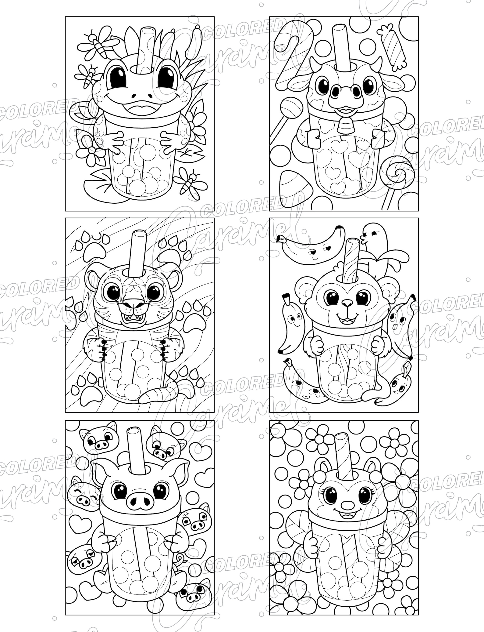Super Cute Kawaii Bubble Tea Printable PDF Download Coloring - Etsy ...