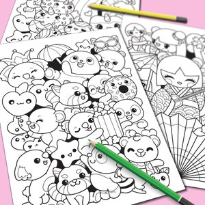 Kawaii Doodles Coloring Book, Cute and Sweet Instant Download Printable ...