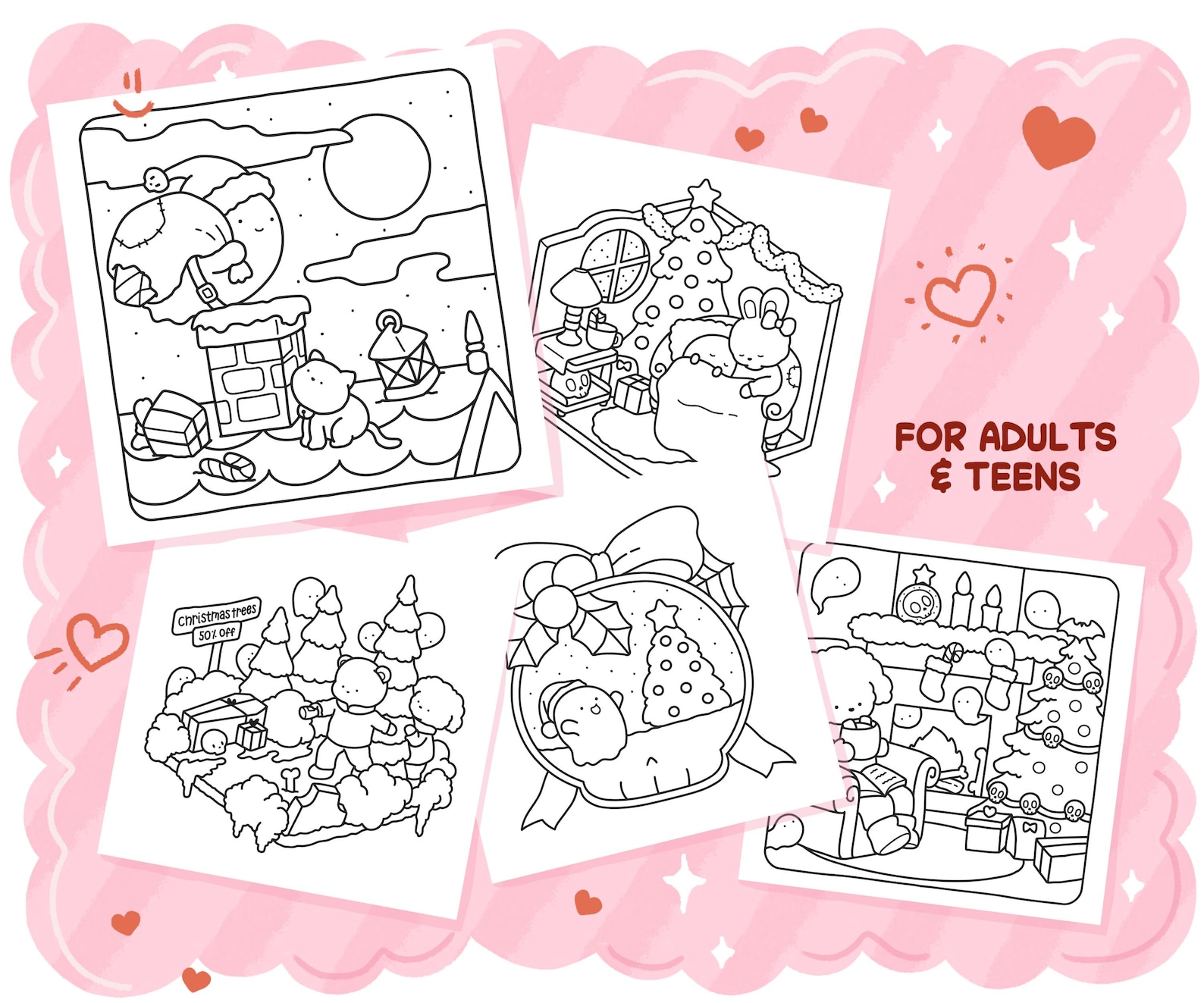 Spooky Christmas Coloring Pages, 40 Ghostly Festive, Cute & Cozy ...