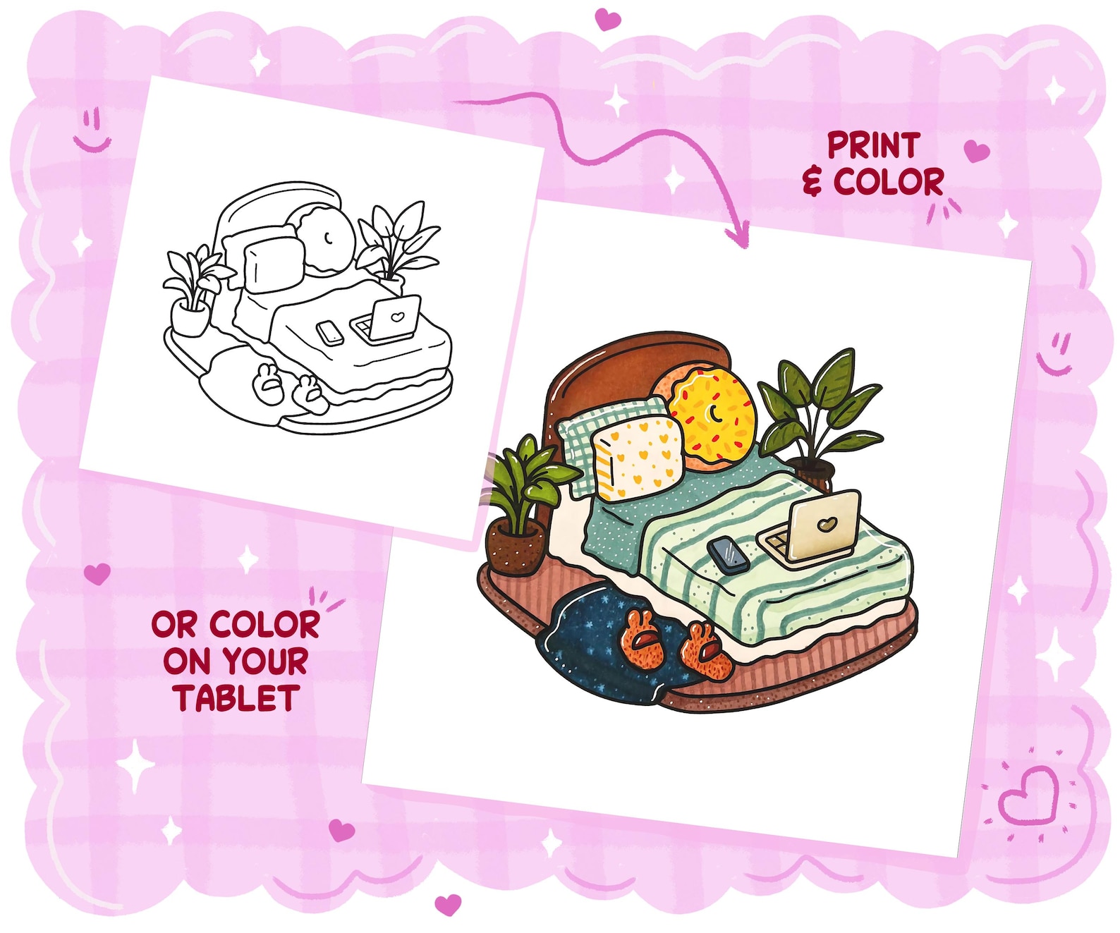 Cute Coloring Pages for Cozy Girls, 40 Relaxing, Comfy and Hygge Home ...