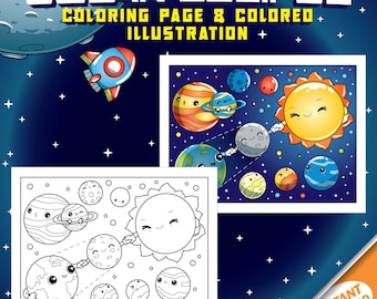 Total Solar Eclipse April 8 2024 Coloring Page for Kids, Cute Printable ...