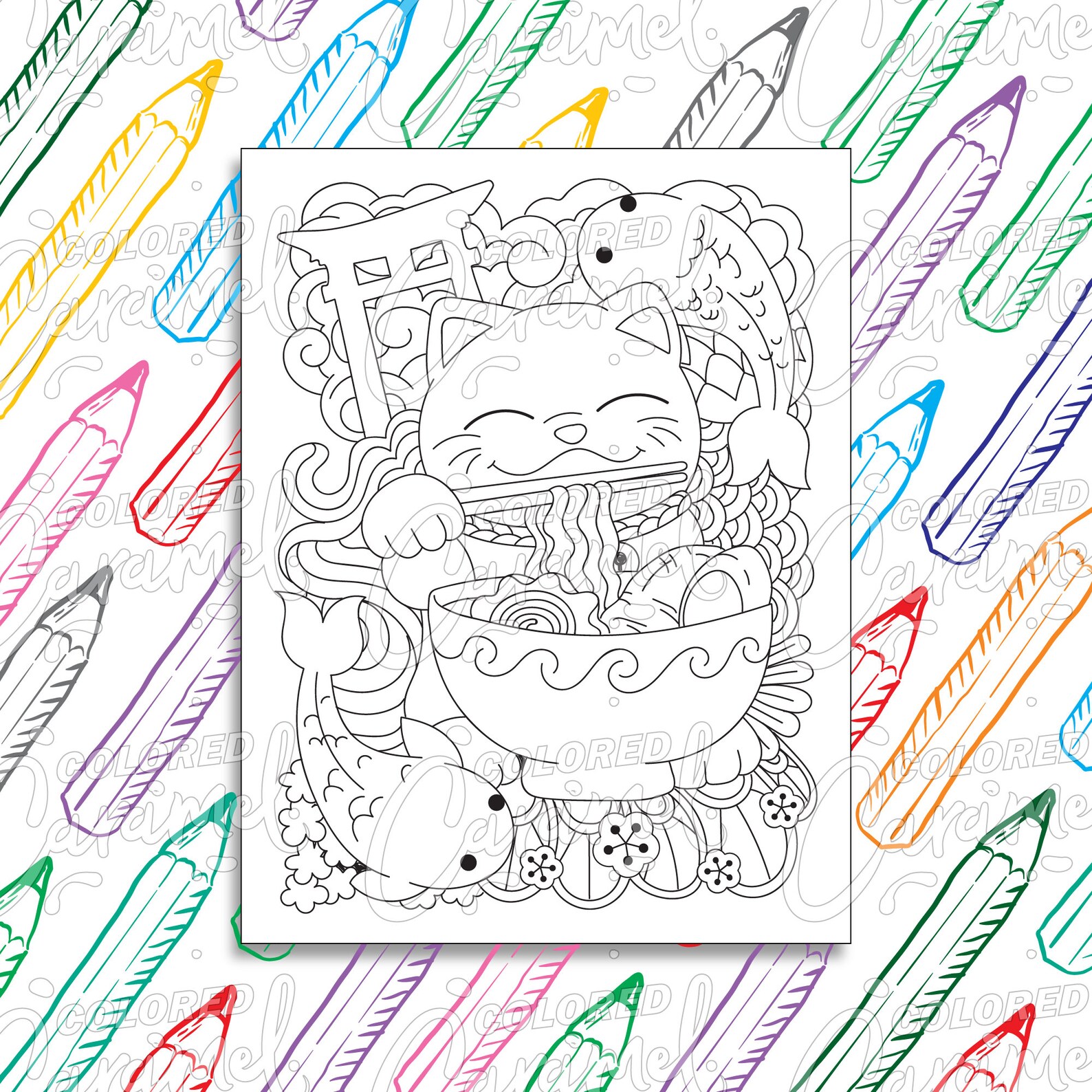 Kawaii Coloring Page Digital Download PDF With Funny and Cute - Etsy