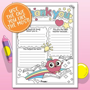 Thank You Teacher Printable Coloring Page, Gift for End of School and ...
