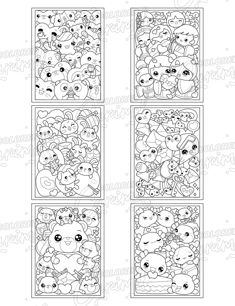 Love Doodles Kawaii Coloring Book Printable PDF Download - Etsy