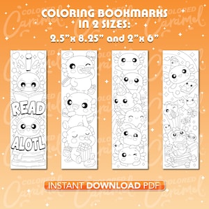 Kawaii Axolotl Coloring Bookmarks: DIY Printable Set (digital Download ...