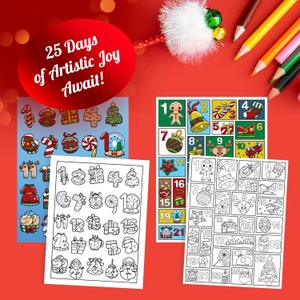 Coloring Christmas Advent Calendars Set of 12 Countdown - Etsy