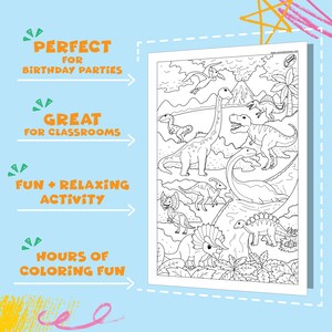 Kids Dinosaur World Coloring Poster, Creative and Entertaining Activity ...