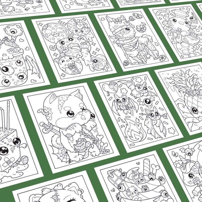 Kawaii Zombies Coloring Book: Creepy Halloween Activity (printable PDF ...