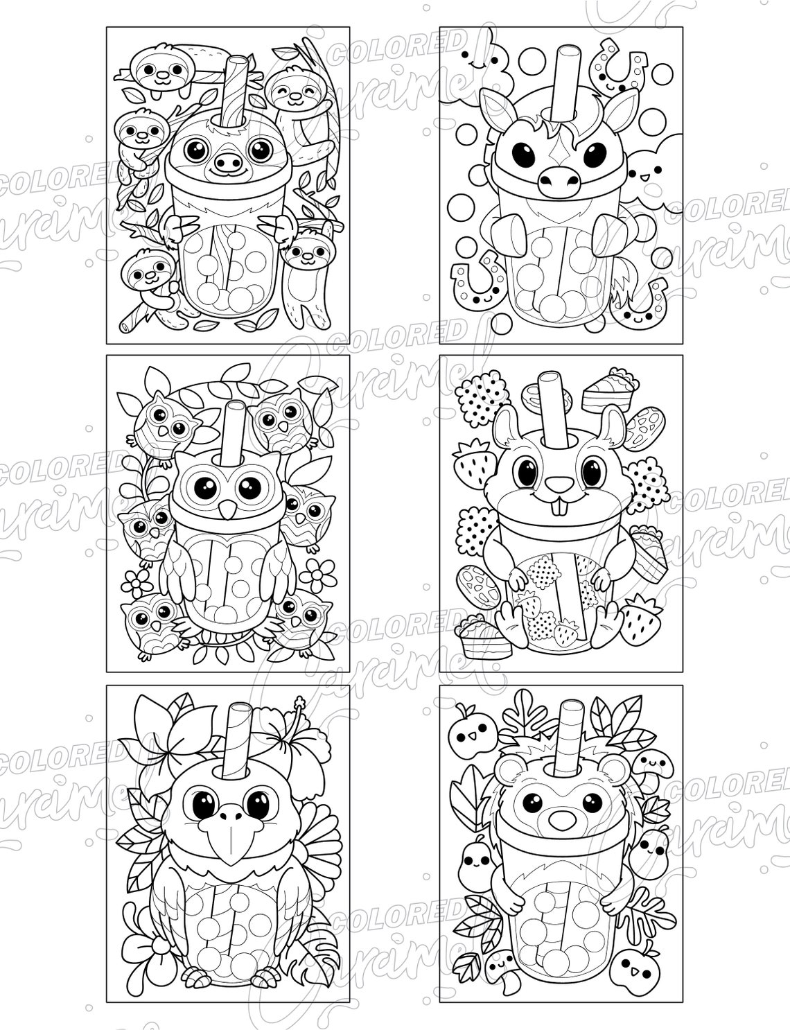 Super Cute Kawaii Bubble Tea Printable PDF Download Coloring | Etsy