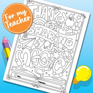 Thank You Teacher Coloring Page, Gift for End of School and ...