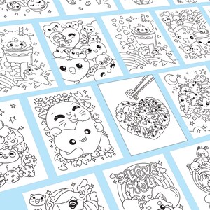 Cute Valentines Kawaii Coloring Book, Printable PDF Instant Digital ...