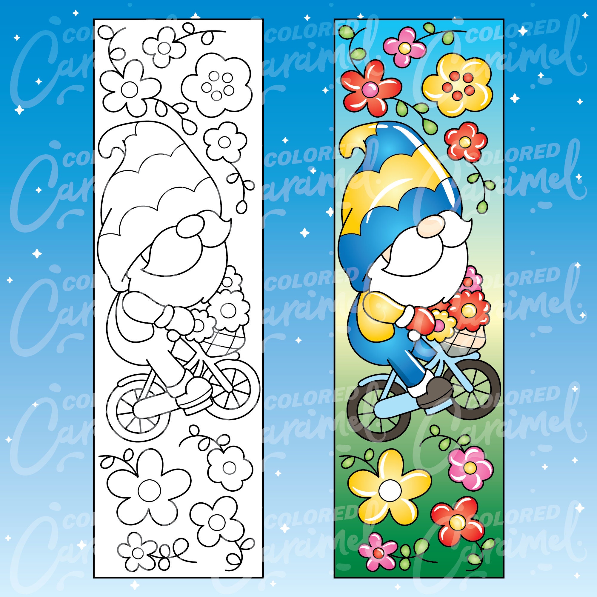 Gnome Coloring Bookmarks: DIY Printable Book Markers (digital Download ...