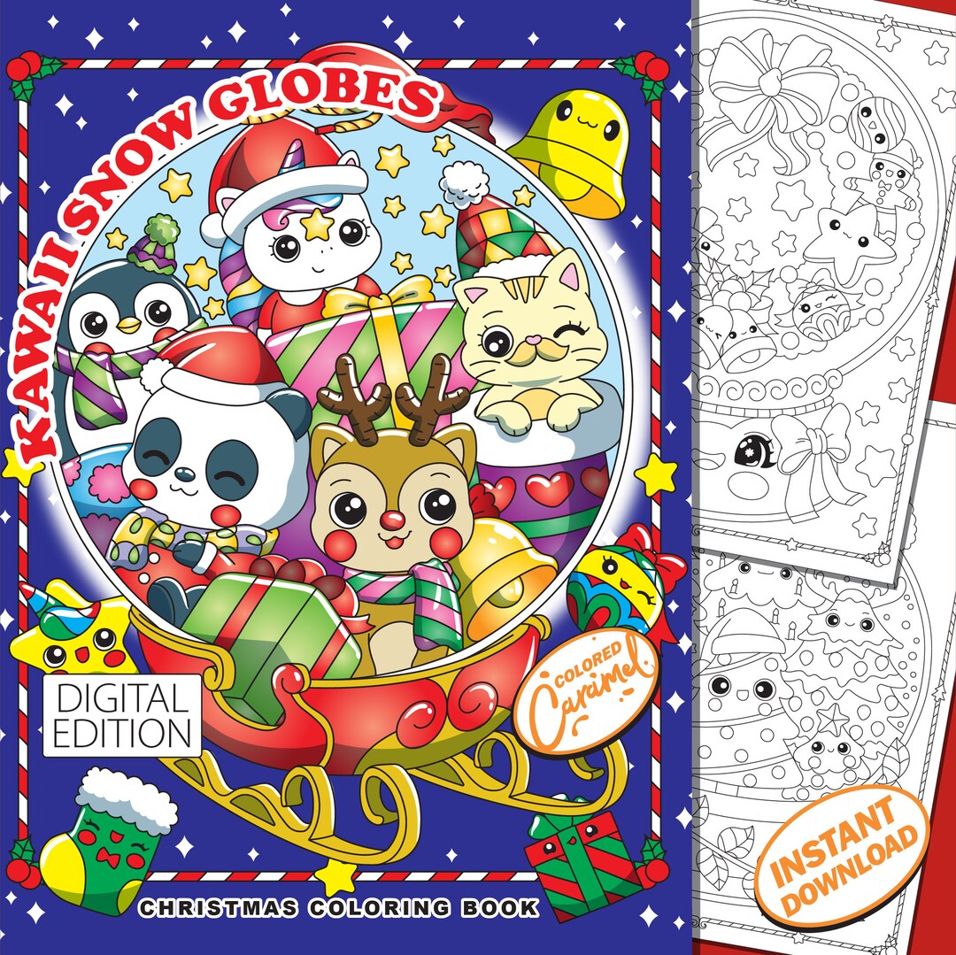 Kawaii Christmas Coloring Book, Printable Instant Digital Download PDF ...