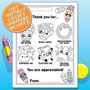 Thank You Teacher Printable Coloring Page, Gift for End of School and ...