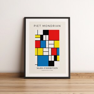 Mondrian Exhibition Poster , Mondrian Art Print , Piet Mondrian Poster ...