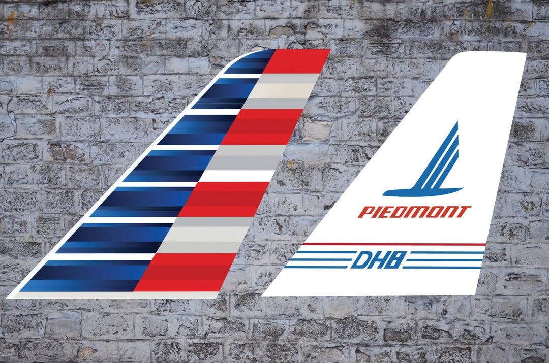 American and Piedmont Airlines Metal Tail Fins / Aluminum / Airline ...