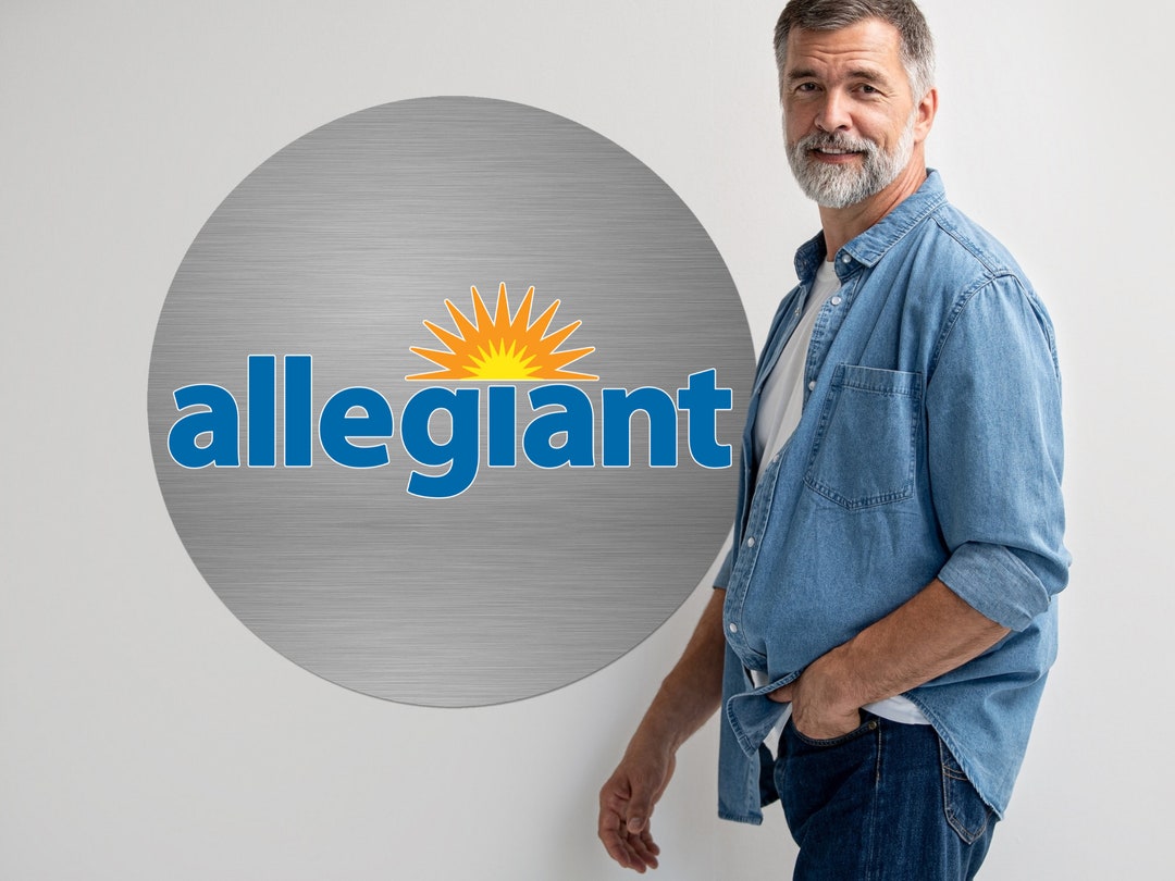 27" Allegiant Airlines Sign Logo on Brushed Silver / Large Metal Wall ...