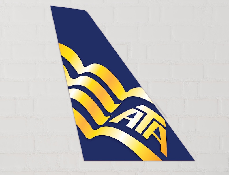 ATA Airlines Ribbon Livery Tail: Metal Airline Sign, Pilot Gift (up to ...